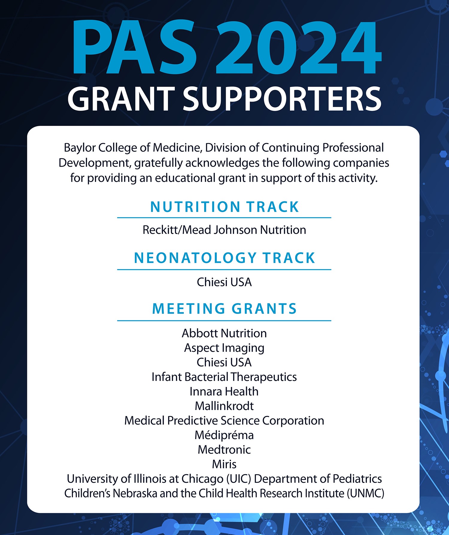 2024 GRANT SUPPORTERS – PAS Meeting